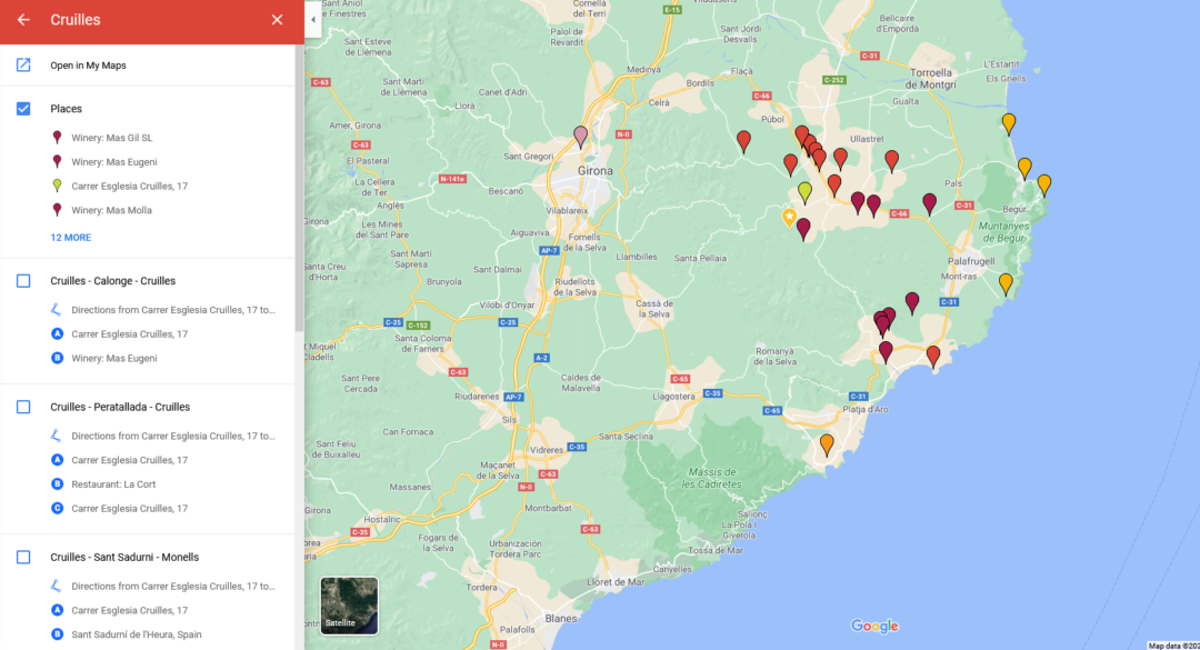 Map of Area Restaurants, Beaches and More - Costa Brava Vacation